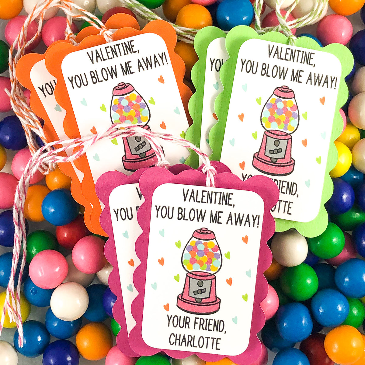 Gumball Personalized Valentine Tags – Sprinkled Wishes