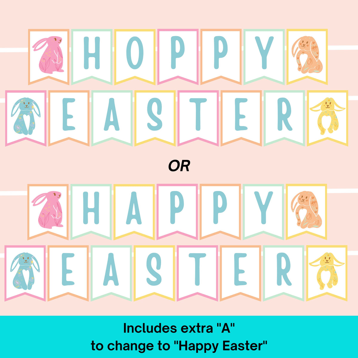 Printable Easter Bunny Pastel Banner - Instant Download – Sprinkled Wishes